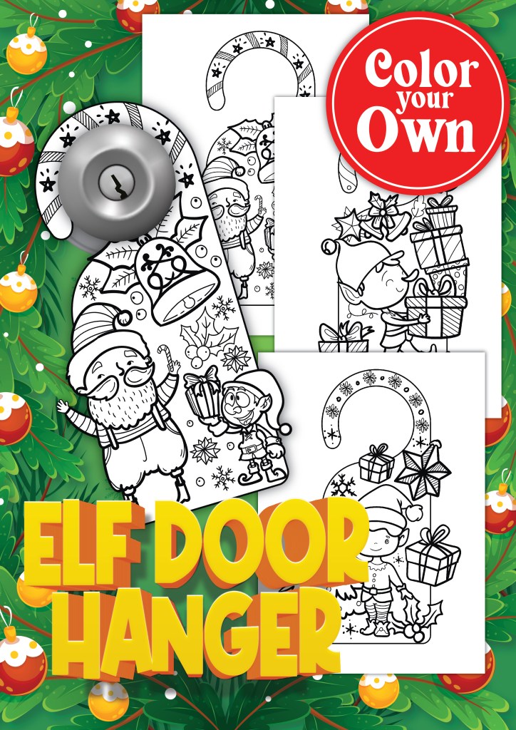 Color Your Own Elf Door Hangers {Free Printable} - Heartmade Holidays